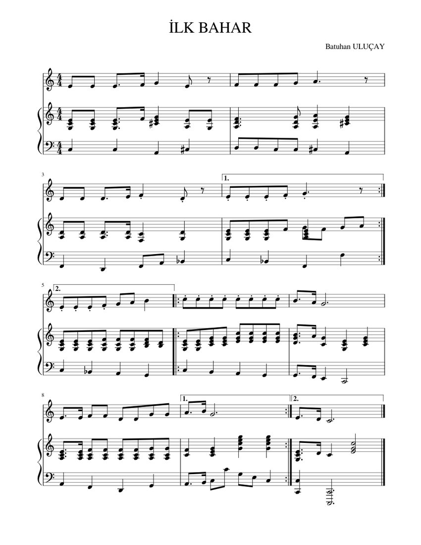 LK BAHAR BATUHAN Sheet music for Piano, Vocals (Piano-Voice ...
