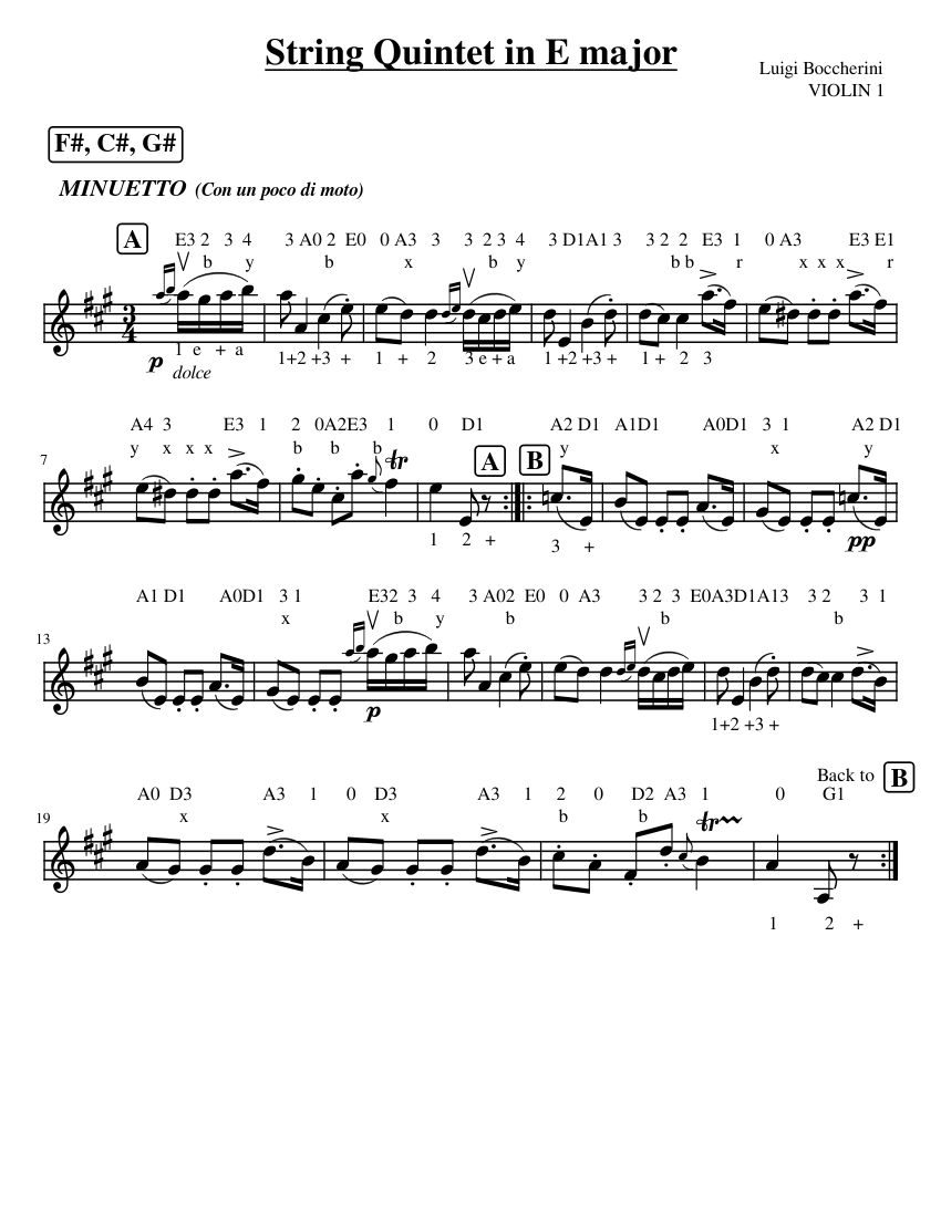 String Quintet in E major, G.275 – Luigi Boccherini .VIOLIN 1.MUSESCORE Sheet music for Strings ...
