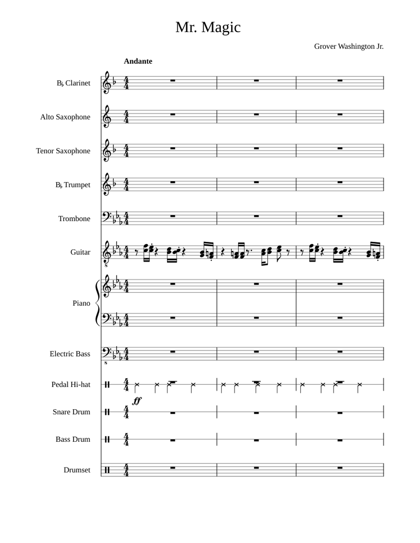 Mr. Magic (Amy Winehouse) Sheet Music for Piano, Trombone, Guitar ...