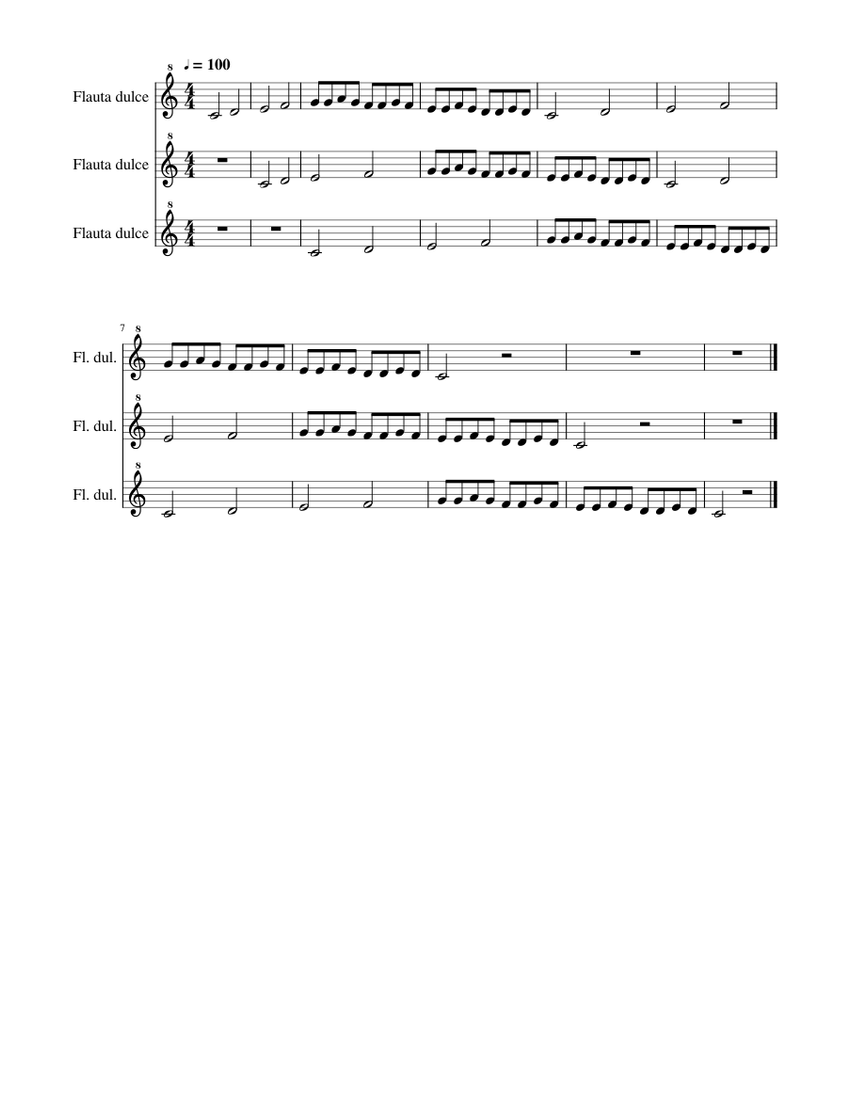 Canon notas Sheet music for Recorder (Mixed Trio) | Musescore.com