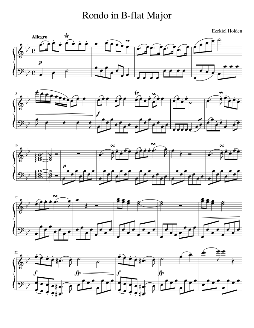 Rondo in B-flat major (for Composing Contest) Sheet music for Piano ...