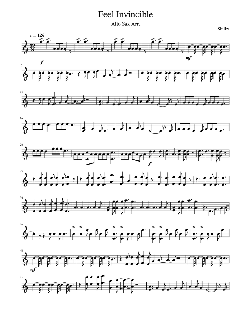 Feel Invincible Sheet music for Saxophone alto (Solo) | Musescore.com