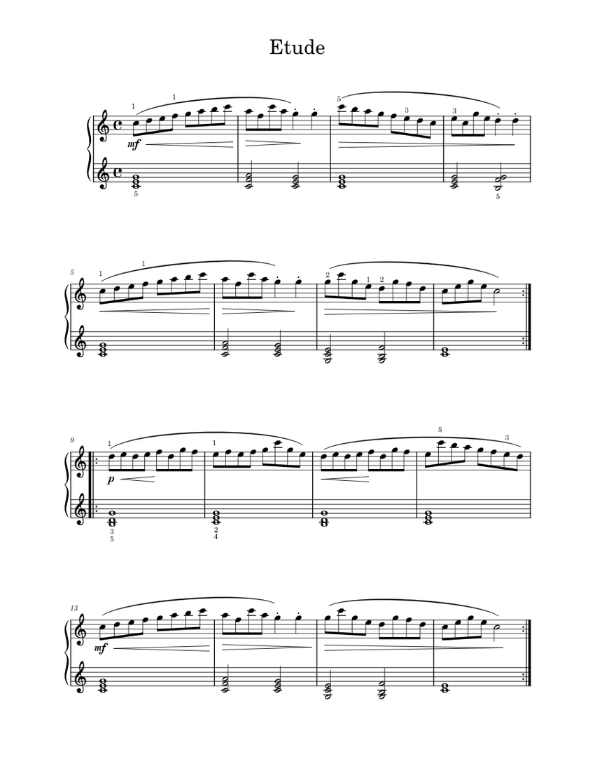 Etude Sheet Music for Piano (Solo) Easy | MuseScore.com
