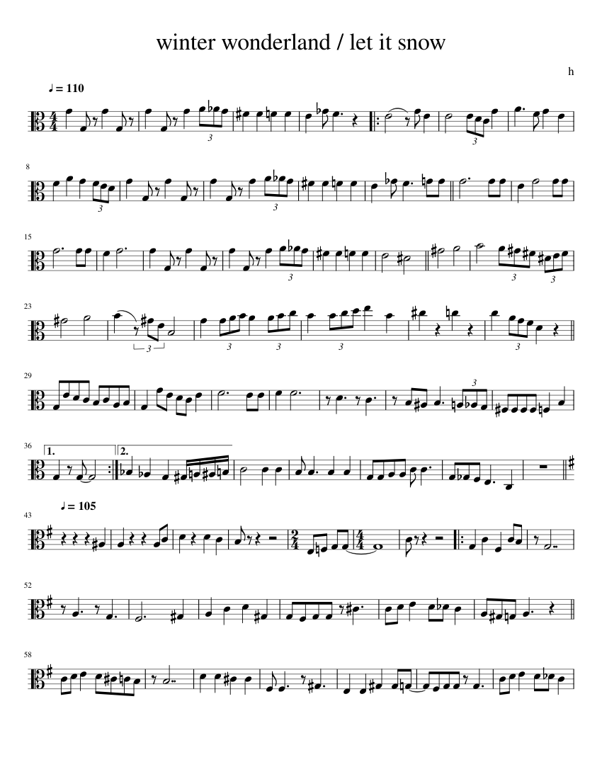 Winter wonderland and let it snow Sheet Music for Viola (Solo ...