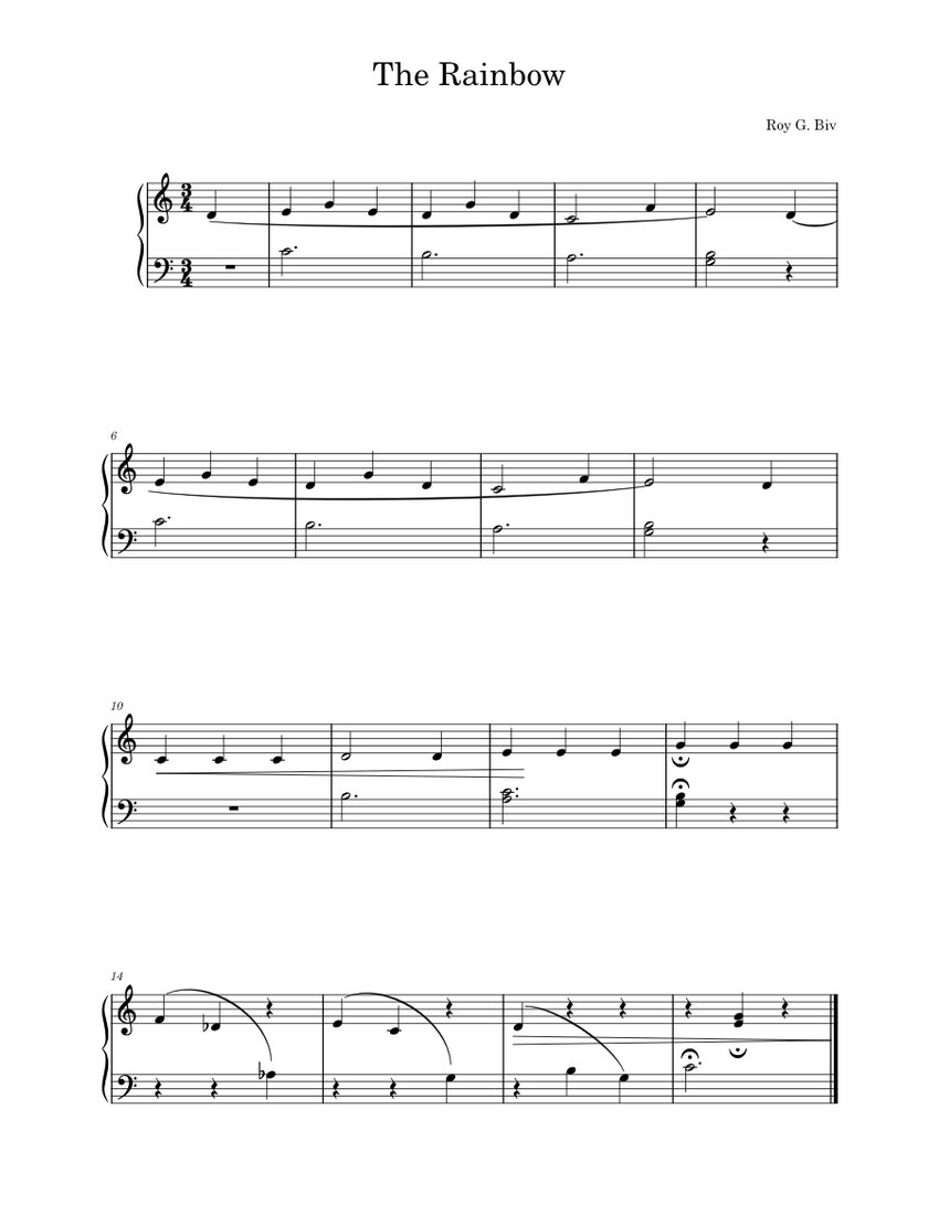 The Rainbow – Roy G. Biv The Rainbow Sheet music for Piano (Solo ...