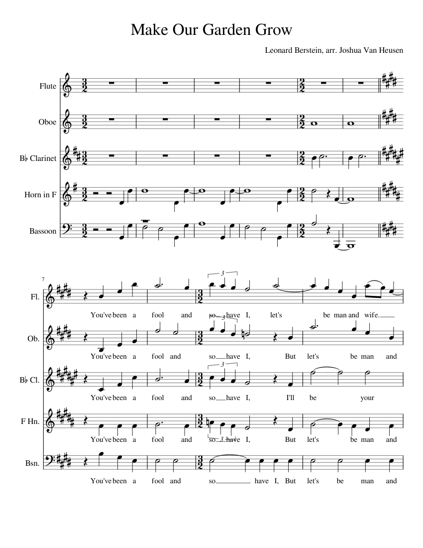 Make Our Garden Grow Sheet music for Flute, Oboe, Clarinet in b-flat ...