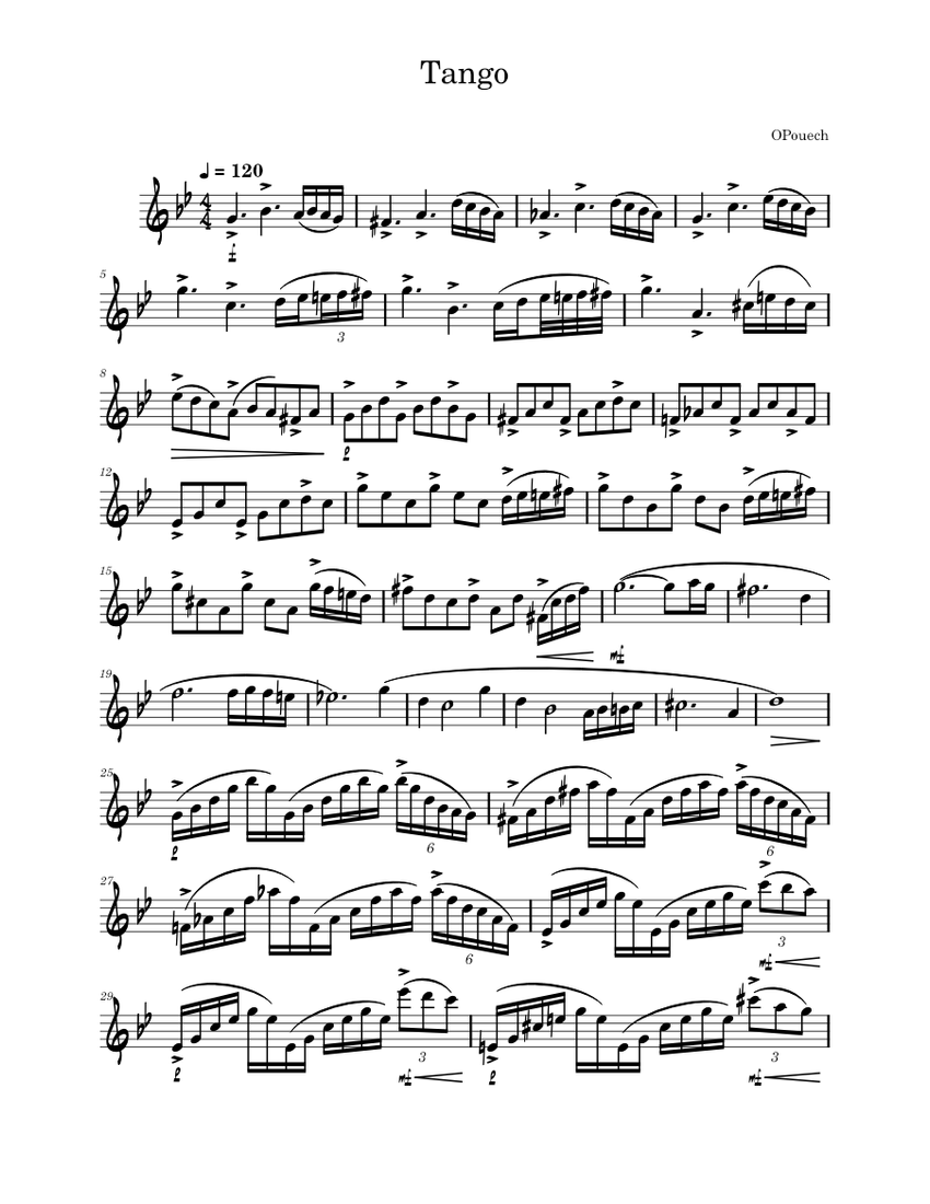 Tango Sheet Music for Flute (Solo) | MuseScore.com