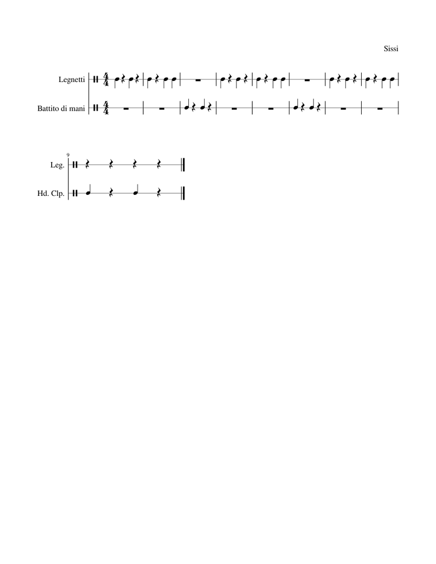 Esercitazione 1 Sheet music for Claves, Hand clap (Mixed Duet ...