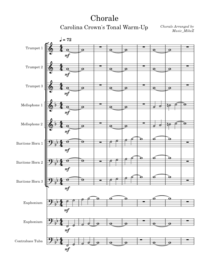 Tonal Warm-Up & Chorale Sheet music for Euphonium, Tuba, Mellophone ...
