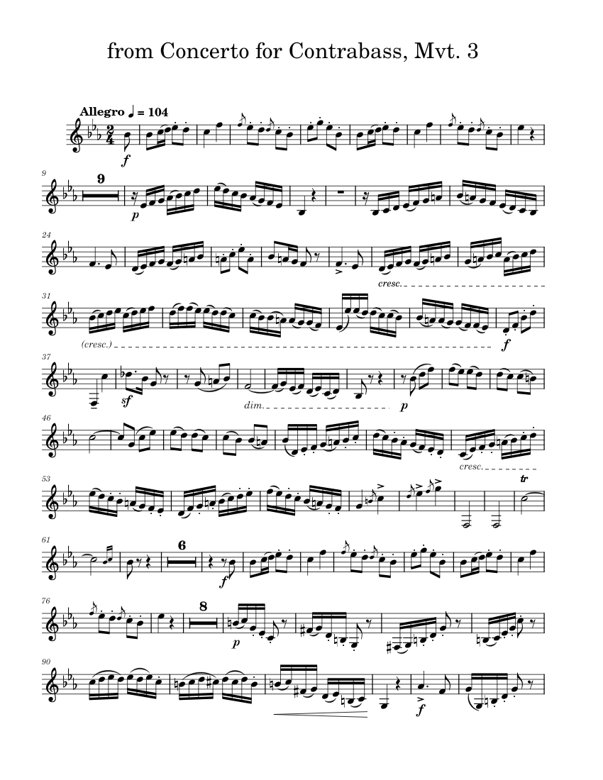 from Concerto for Contrabass, Mvt. 3 - Antonio Capuzzi Sheet music for ...