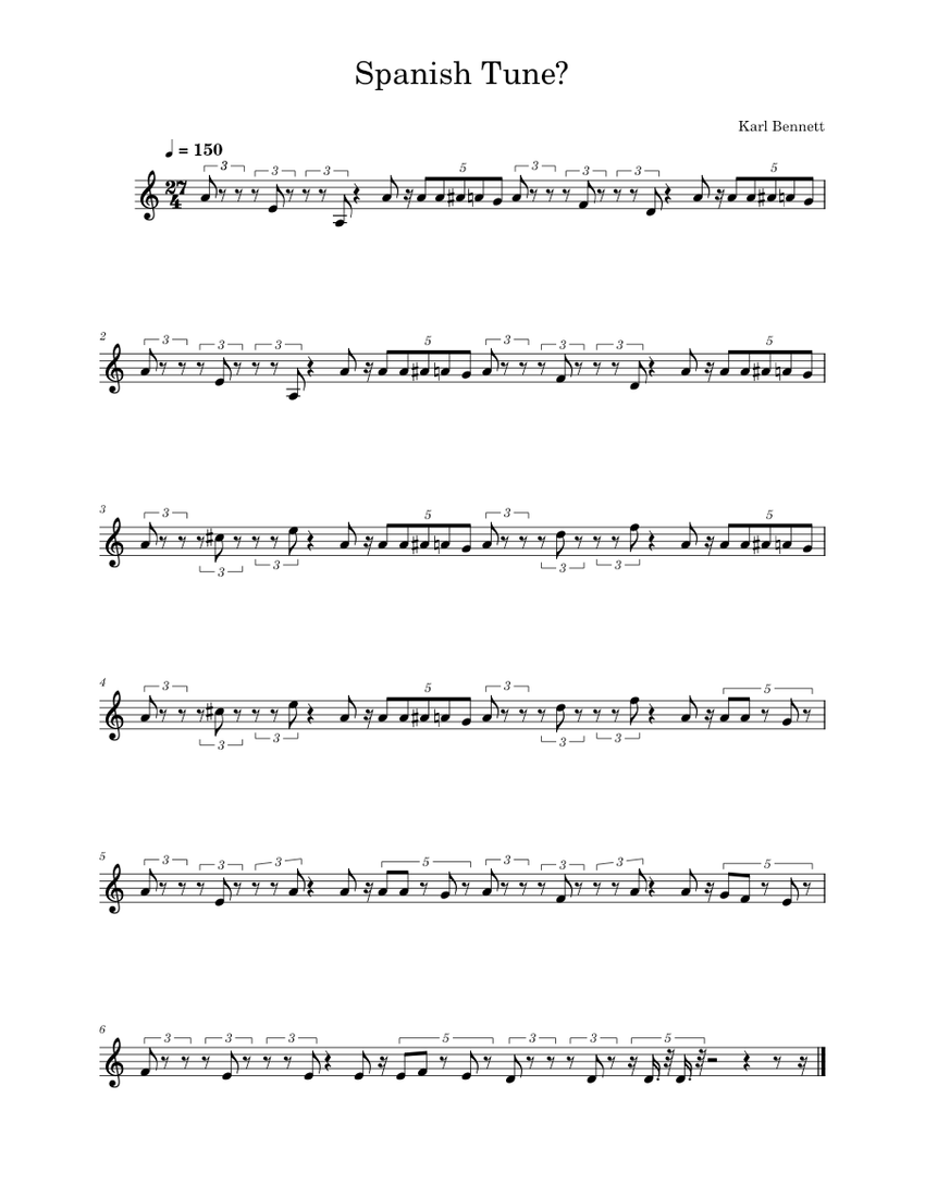 Spanish Tune? Sheet music for Piano (Solo) Easy | Musescore.com