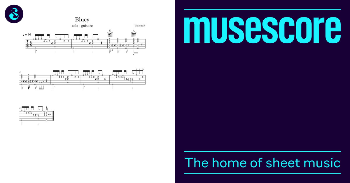 Bluey Theme Song – Joff Bush Sheet Music for Guitar (Solo) | MuseScore.com