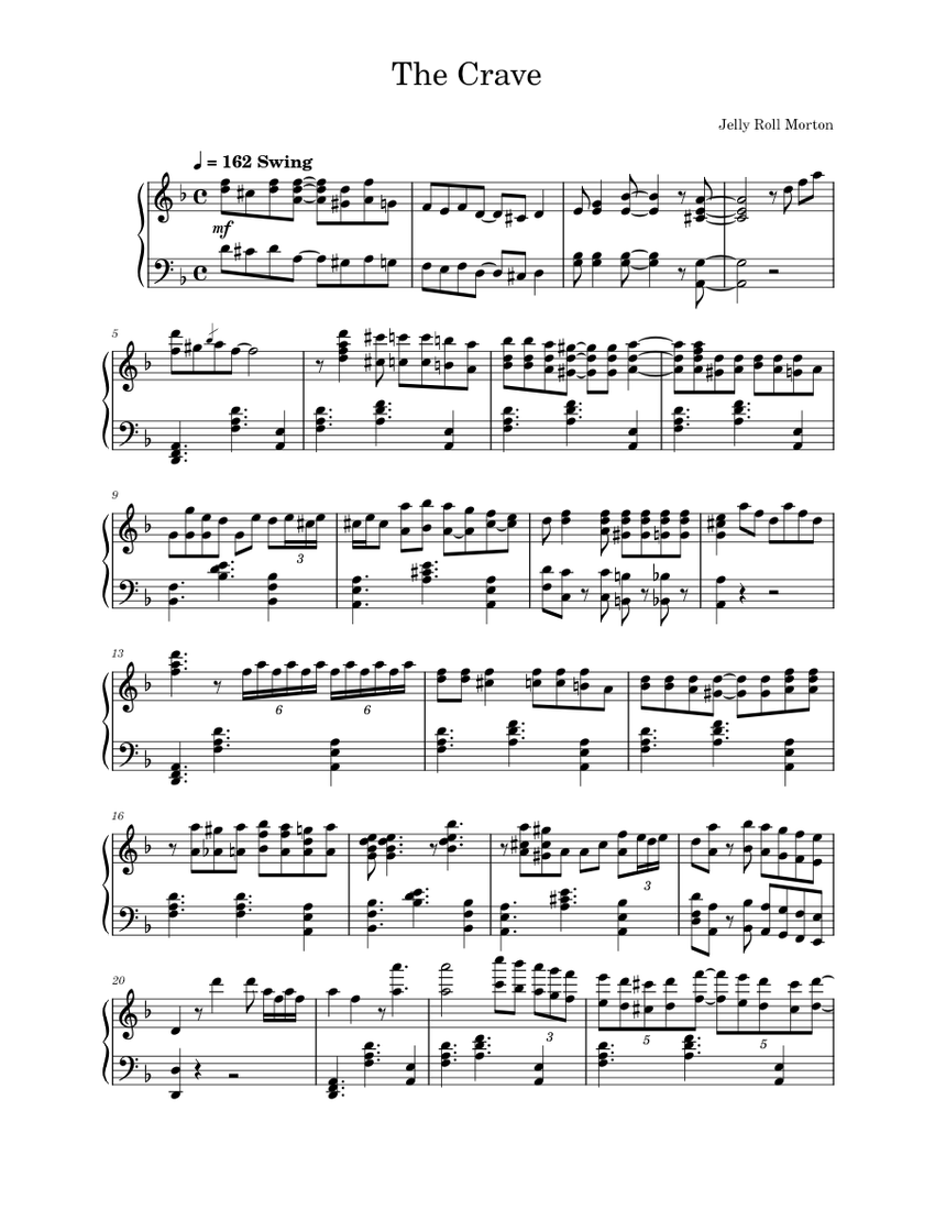 The Crave – Jelly Roll Morton Sheet music for Piano (Solo) | Musescore.com