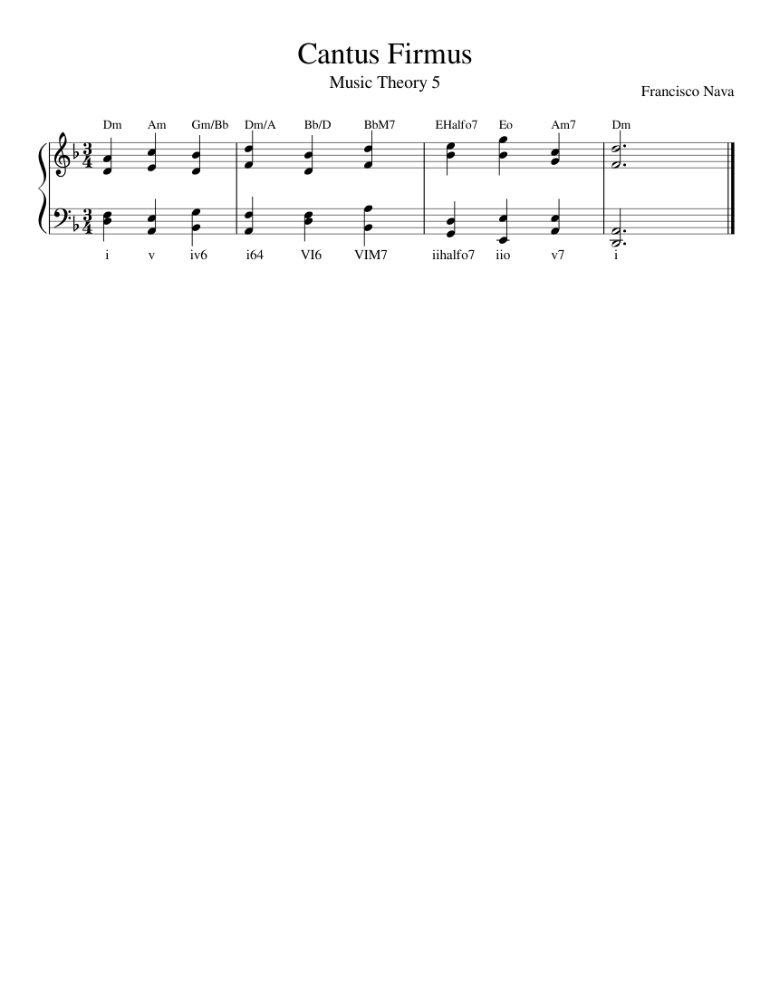Cantus Firmus Sheet Music for Piano (Solo) Easy | MuseScore.com