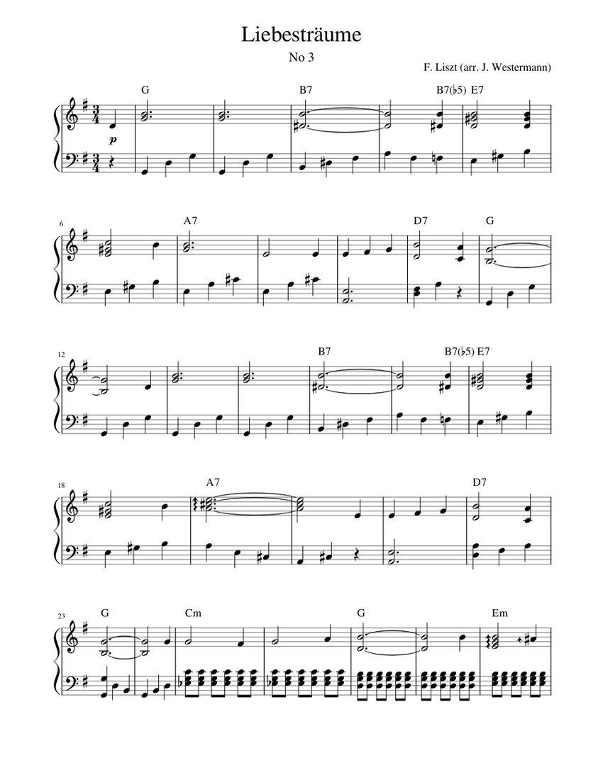 Liebesträume No. 3 (S. 541) – Franz Liszt Liebestraum (easy arrangement ...