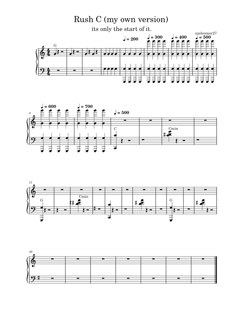 Rush C (my own version) Sheet music for Piano (Solo) Easy | Musescore.com