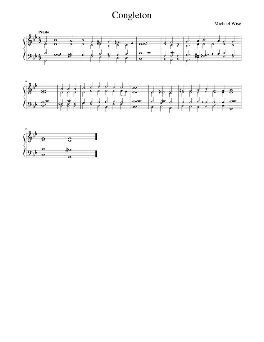 CONGLETON (Wise) Sheet music for Piano (Solo) Easy | Musescore.com