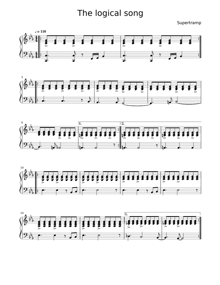 The logical song - Supertramp Sheet Music for Piano (Solo) | MuseScore.com