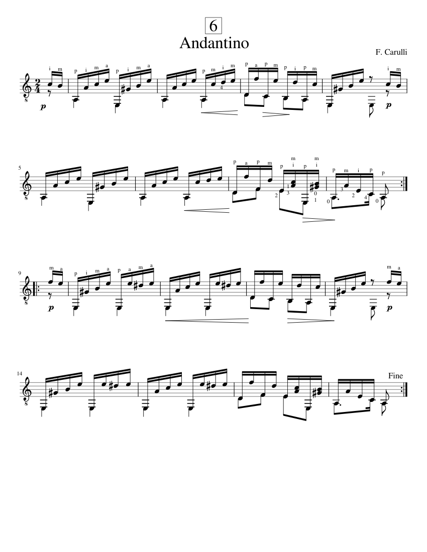 Andantino - Fernando Carulli Sheet Music for Guitar (Solo) | MuseScore.com
