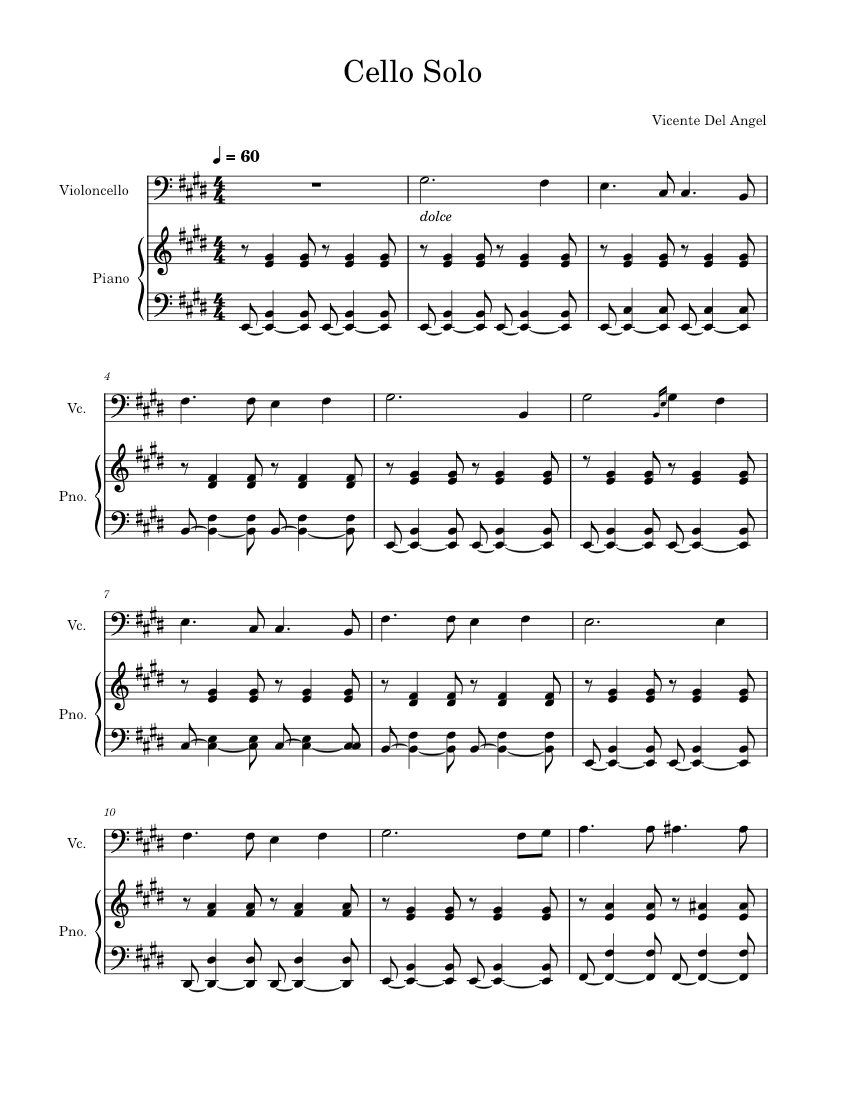 Cello Solo Sheet music for Piano, Cello (Solo) | Musescore.com