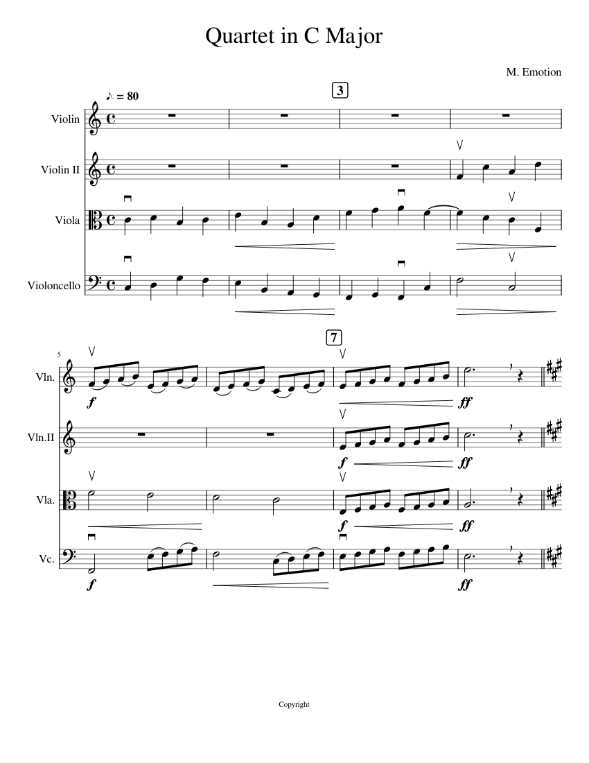 Quartet in C Major Sheet music for Violin, Viola, Cello (String ...