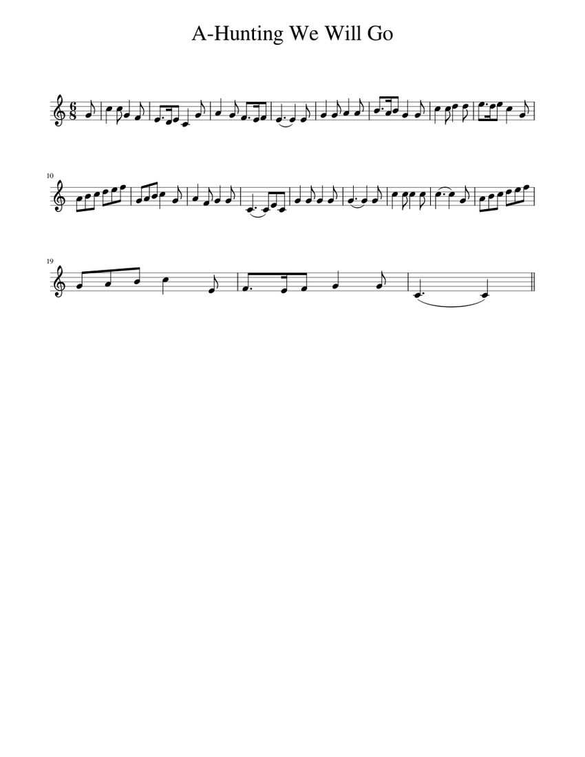 A-Hunting We Will Go Sheet Music for Piano (Solo) Easy | MuseScore.com