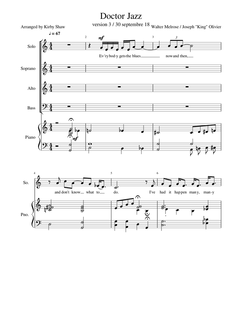 Doctor Jazz Sheet Music for Piano (Mixed Quintet) | MuseScore.com