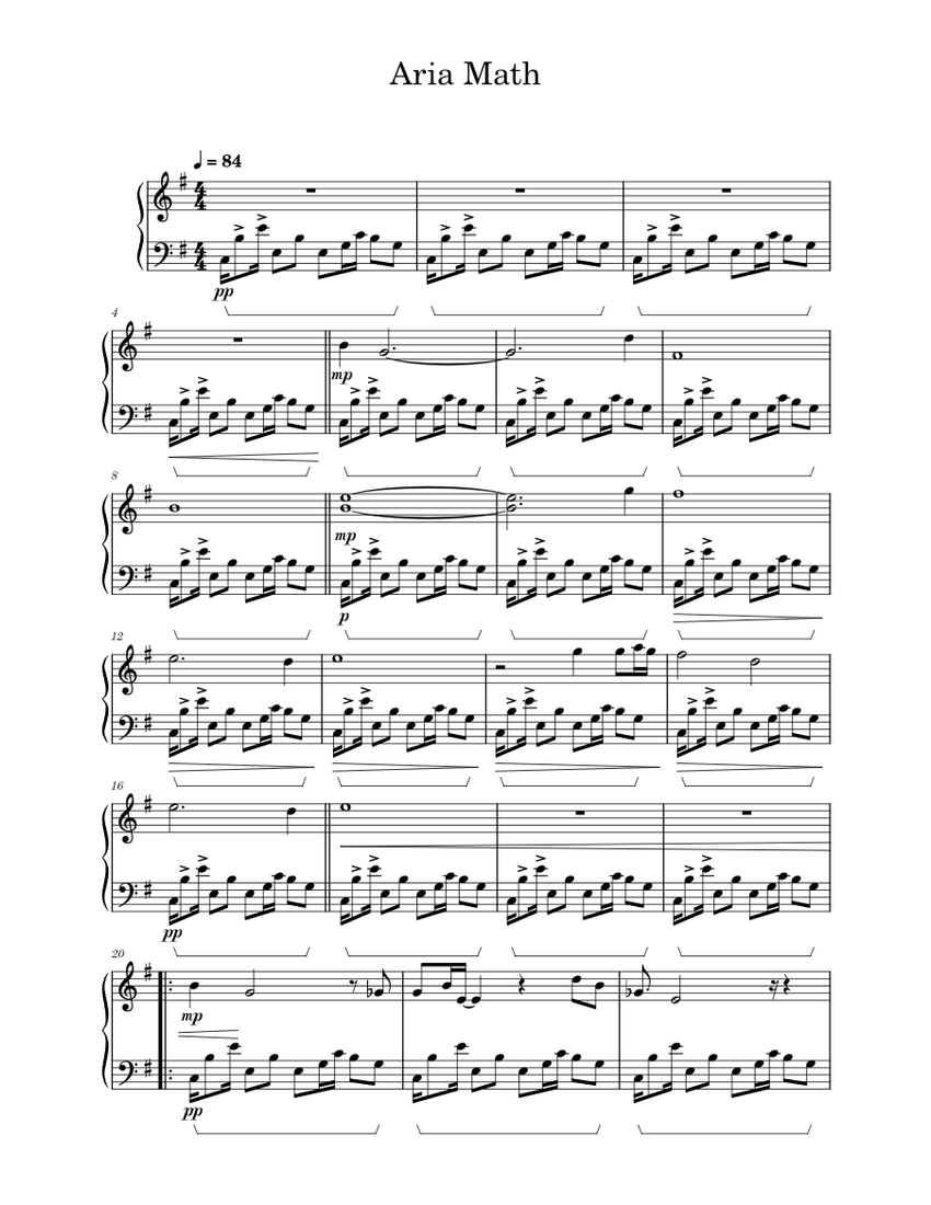 Aria Math – C418 Aria Math Sheet Music for Piano (Solo) | MuseScore.com