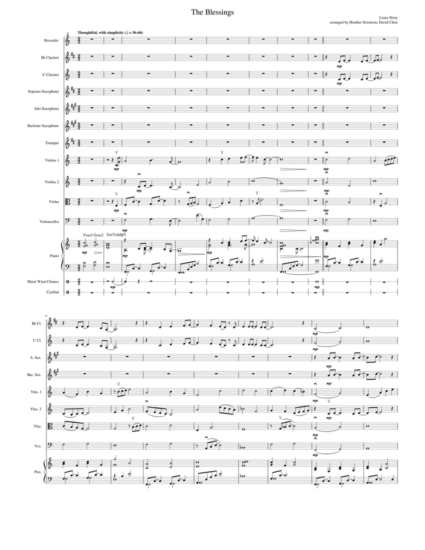 Blessings – Laura Story Sheet Music with Chords for Piano, Clarinet in ...