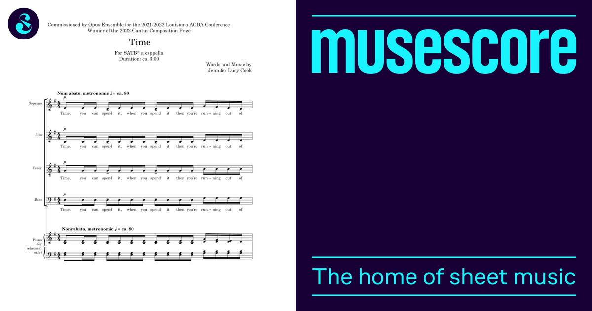Time - Jennifer Lucy Cook Sheet Music for Piano, Bass guitar, Drum ...