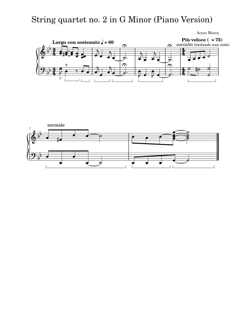 String quartet no. 2 in G Minor - Piano Version Sheet music for Piano ...