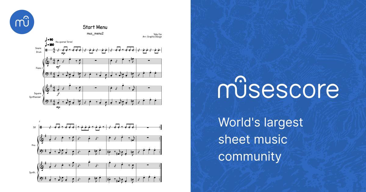 Start Menu – Toby Fox Sheet music for Piano, Strings group, Synthesizer ...