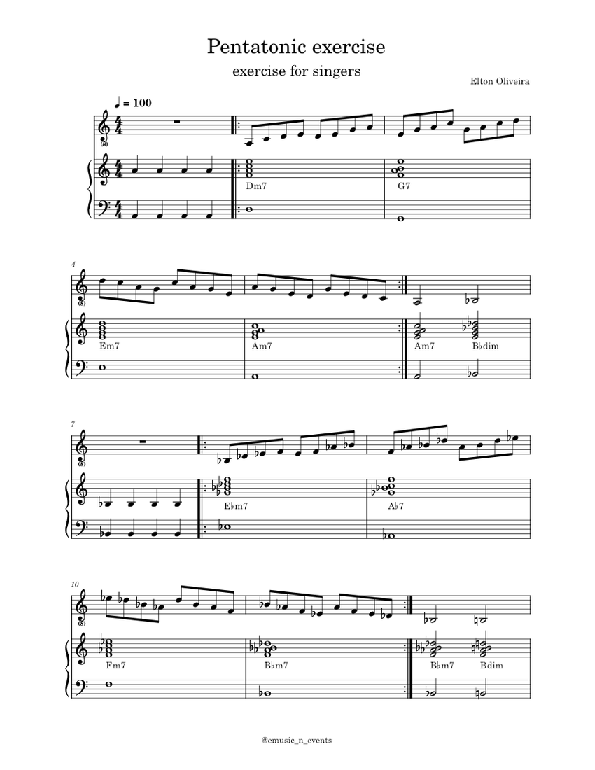 Pentatonic Exercise Sheet Music For Piano Vocals Piano Voice