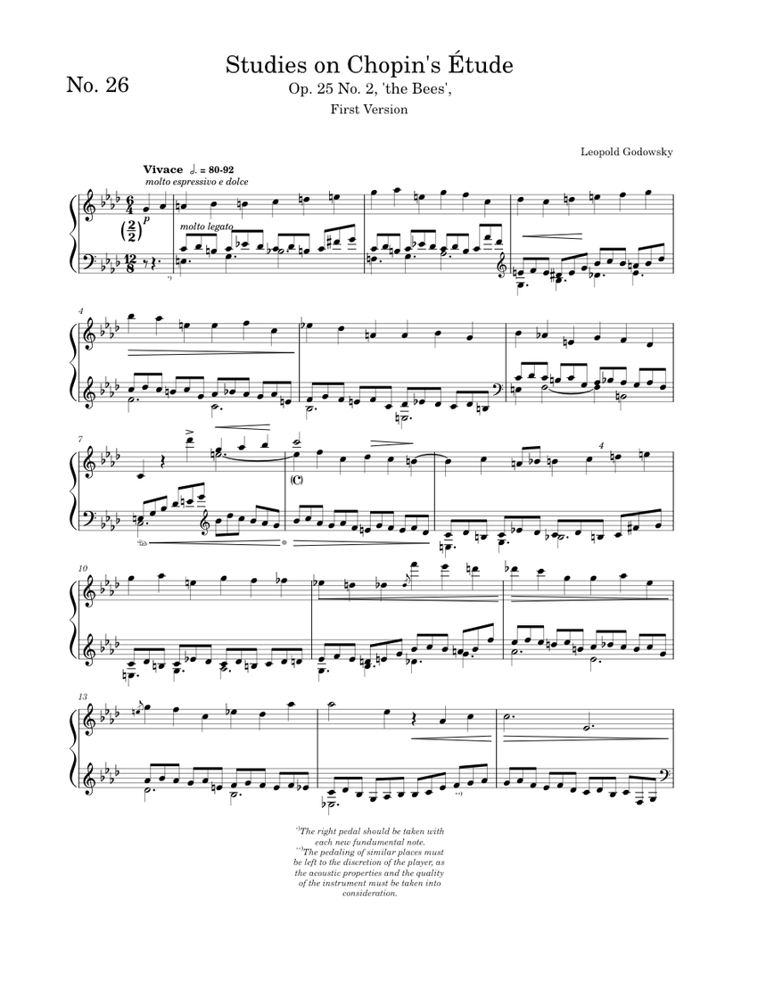 Study No. 26 on Chopin's Étude (Op. 25 No. 2) – Leopold Godowsky Sheet Music for Piano (Solo ...