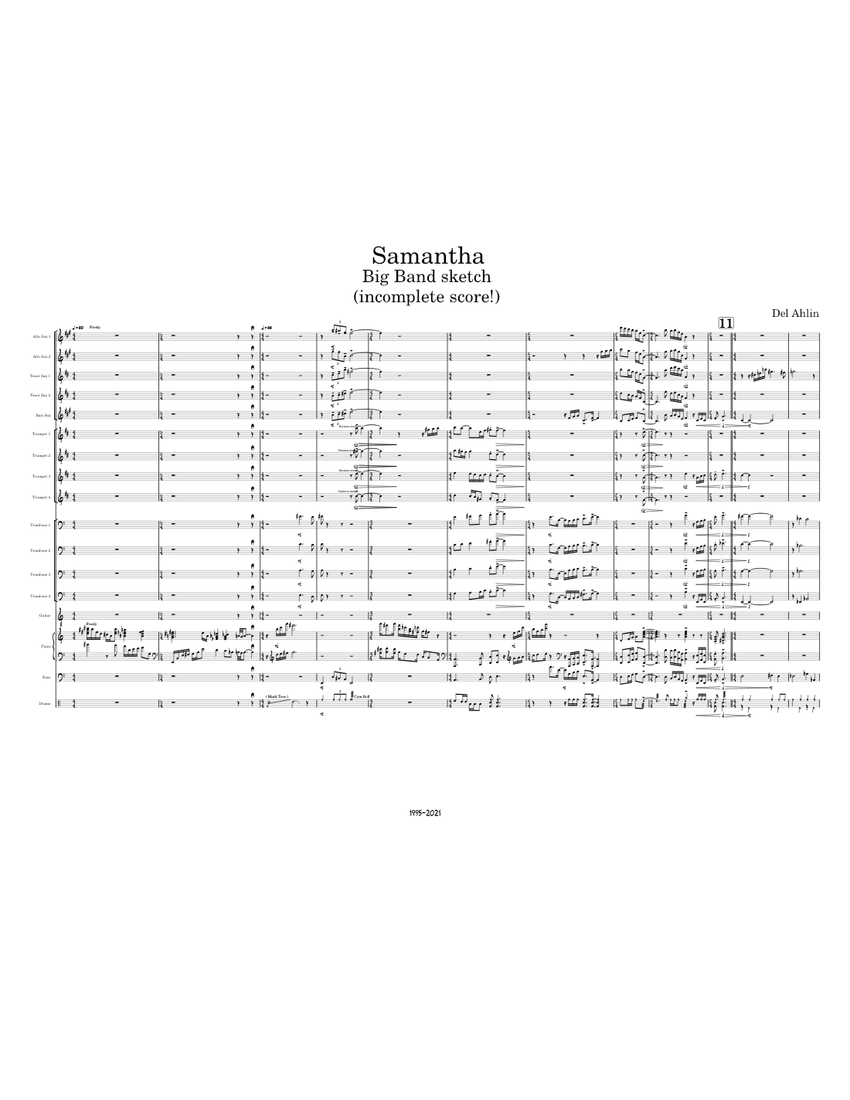 Samantha (arrangement for Big Band) Sheet Music for Piano, Trombone ...