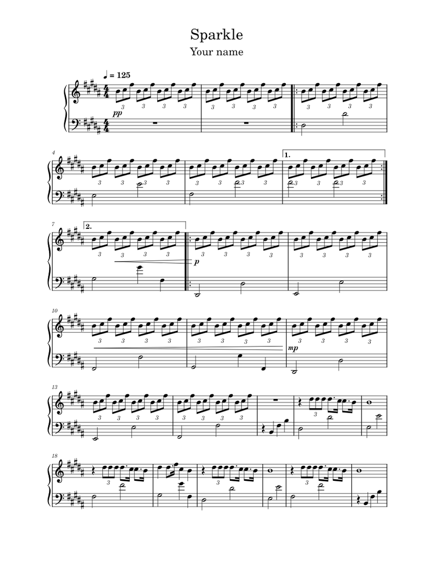 Sparkle – RADWIMPS Kimi no Na wa OST (easy) Sheet Music for Piano (Solo ...