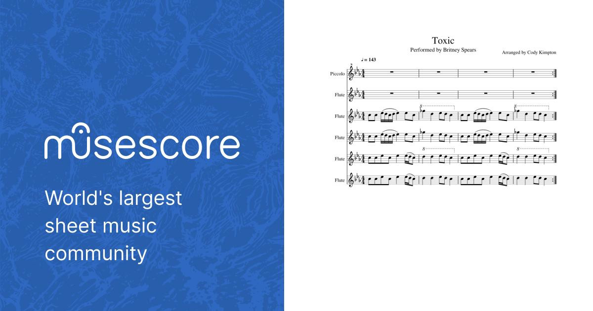Toxic Britney Spears Flute Sextet Sheet Music for Flute piccolo, Flute ...