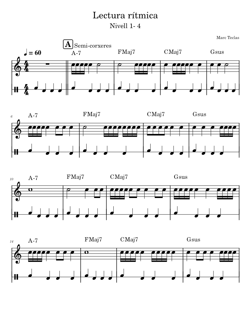 Lectures de solfeig rítmic - Nivell 1-4 (amb base) Sheet music for ...
