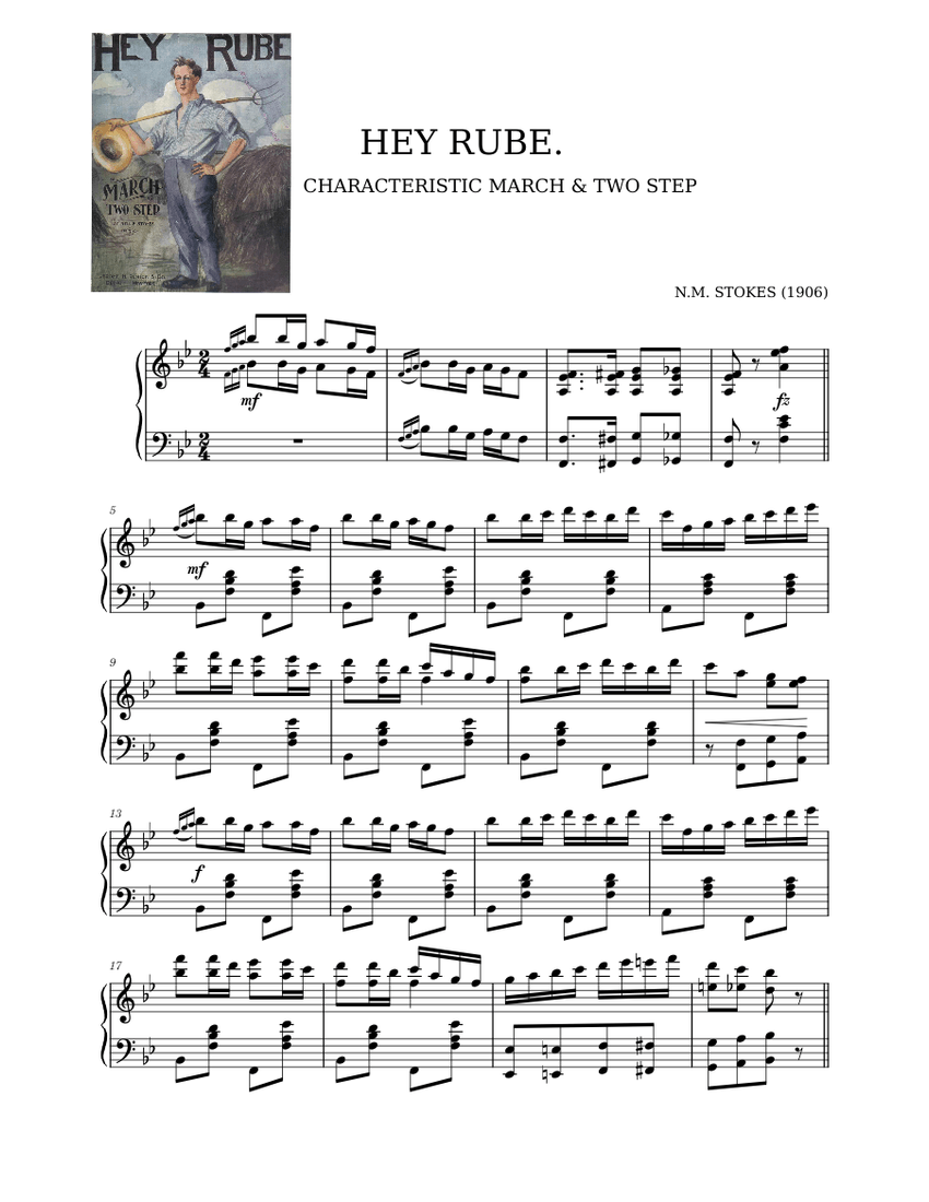 Hey Rube by Nellie M. Stokes (1906) Sheet music for Piano (Solo ...