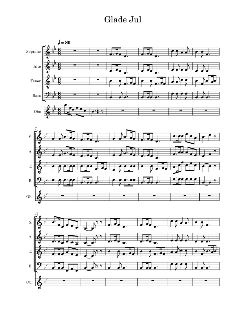 Glade jul – Tekst: B. S. Ingemann, Franz Xaver Gruber Glade Jul Sheet ...