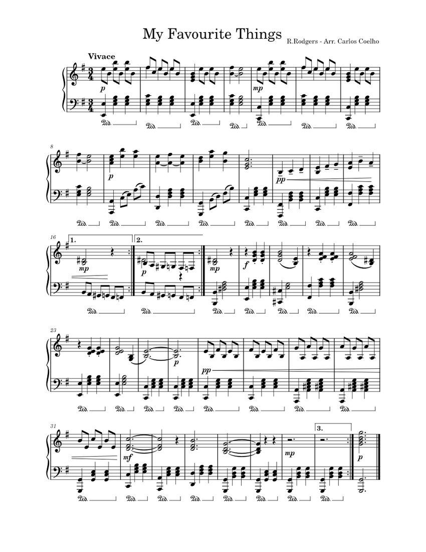 My Favourite Things from The Sound of Music Soundtrack Sheet Music for ...