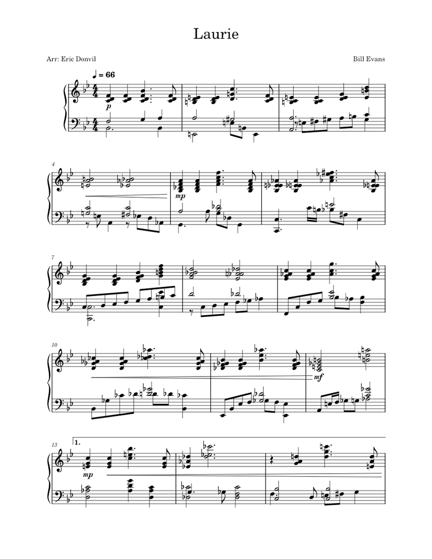 Laurie – Bill Evans Sheet Music for Piano (Solo) | MuseScore.com