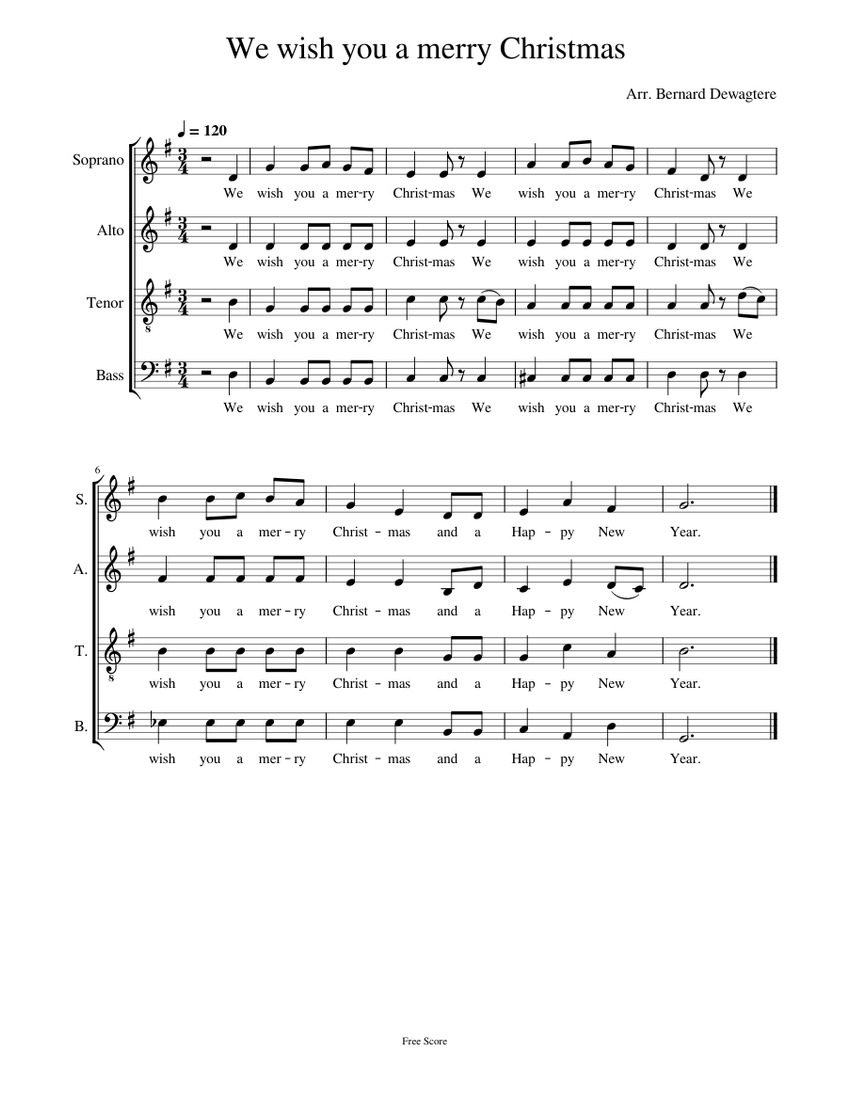 We Wish You a Merry Christmas - SATB Sheet music for Soprano, Alto ...