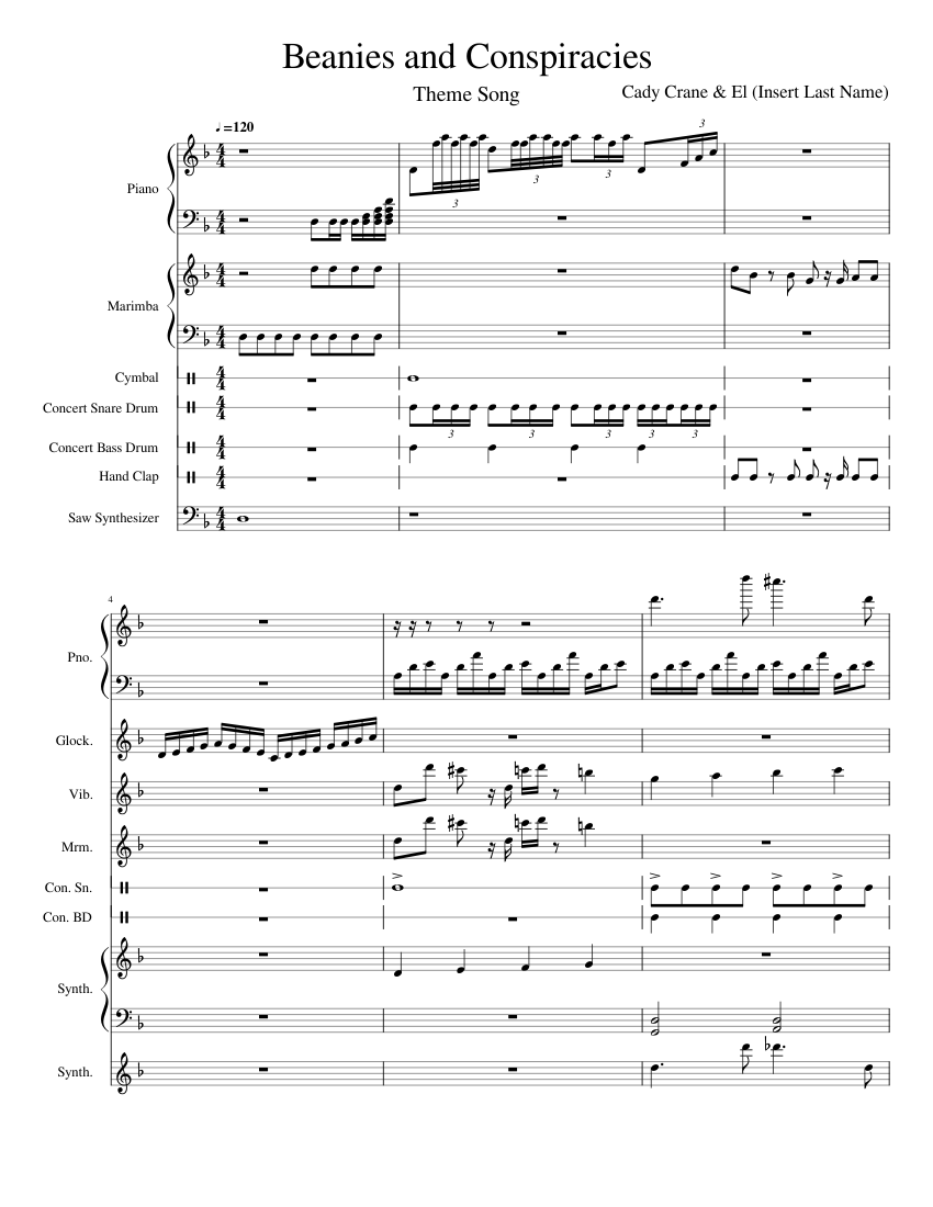 Beanies_and_Conspiracies Sheet music for Piano, Vocals, Vibraphone ...
