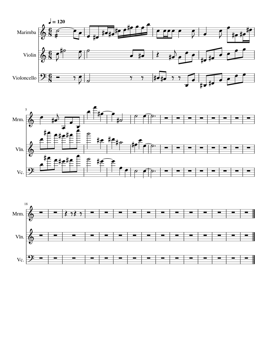 serialism Sheet music for Violin, Cello, Marimba (Mixed Trio ...