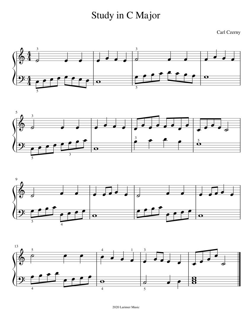 Study in C Major Sheet Music for Piano (Solo) Easy | MuseScore.com