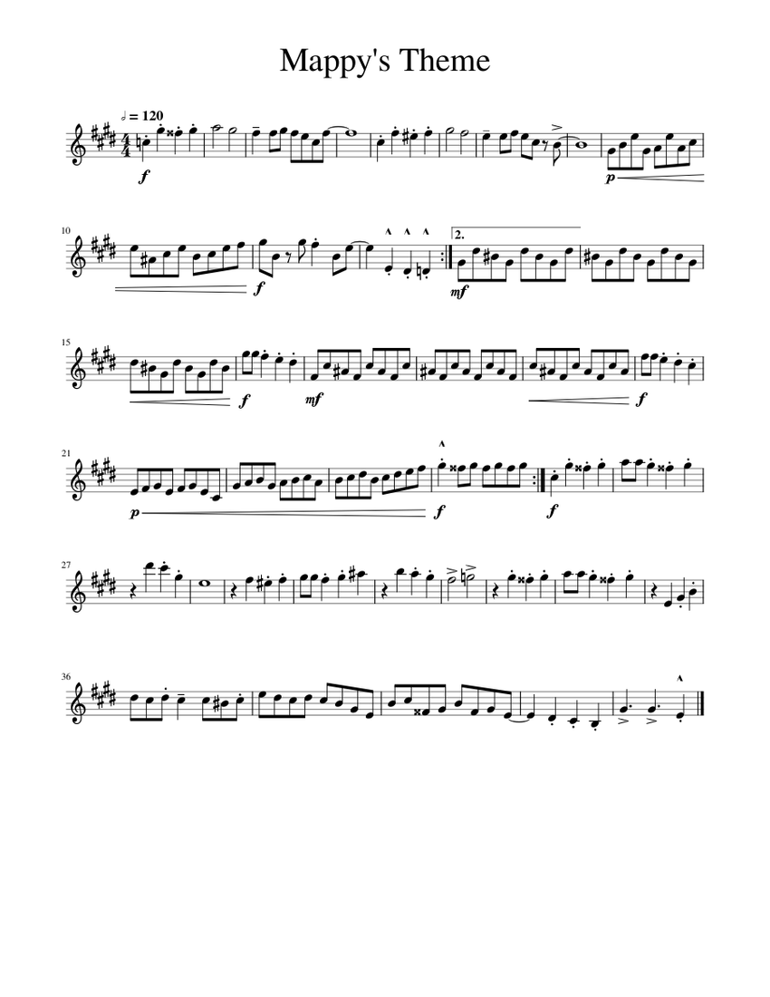 Mappy's Theme Bari Solo Sheet music for Saxophone baritone (Solo ...