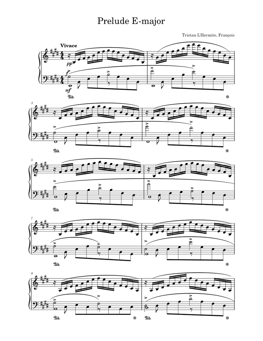 Prelude E-major – Tristan L'Hermite, François Sheet music for Piano ...