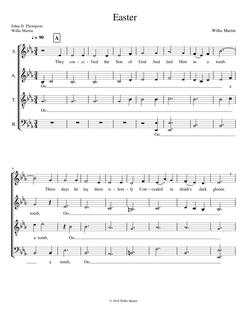 Easter Sheet Music for Soprano, Alto, Tenor, Bass voice (SATB ...