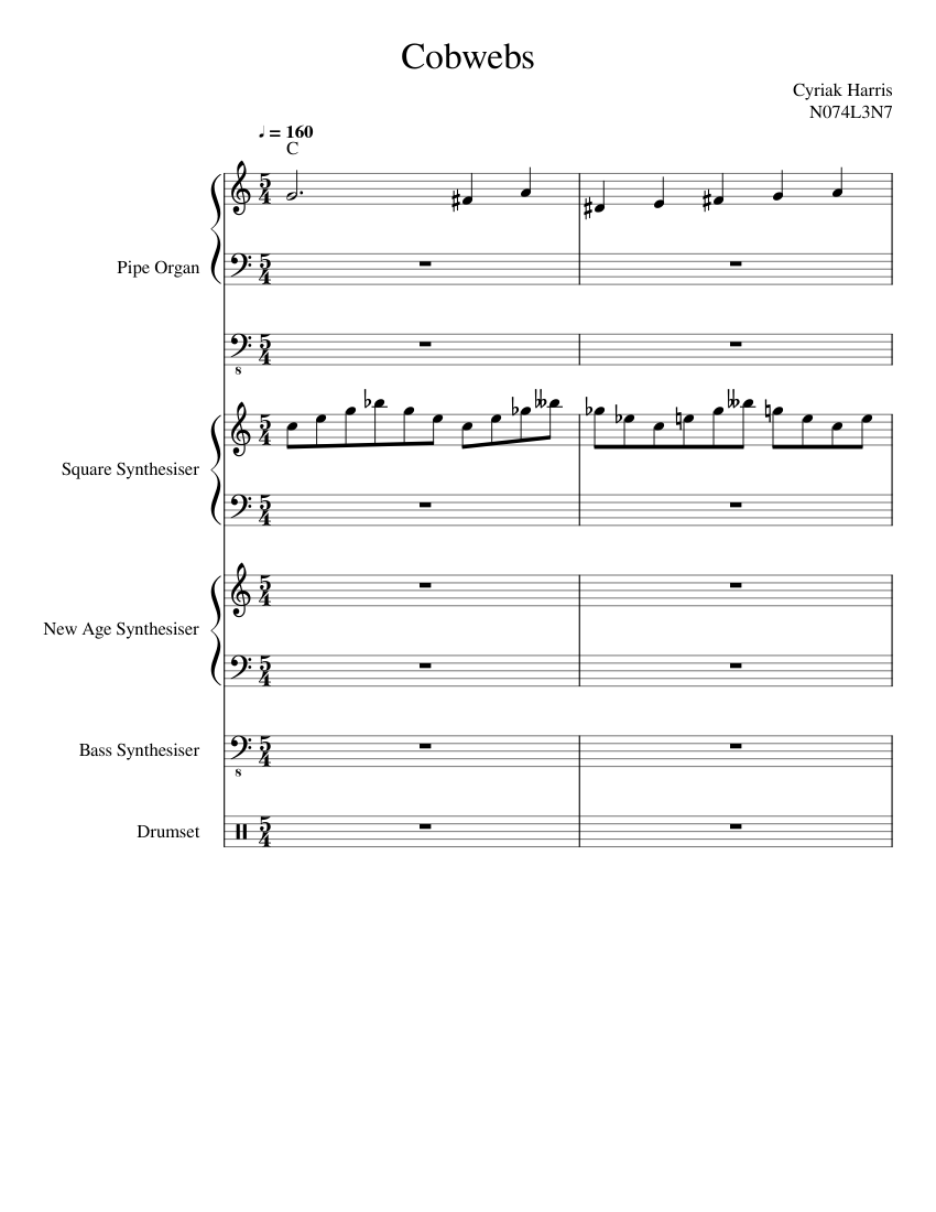 Cyriak - Cobwebs (abandoned) Sheet Music with Chords for Organ, Bass ...